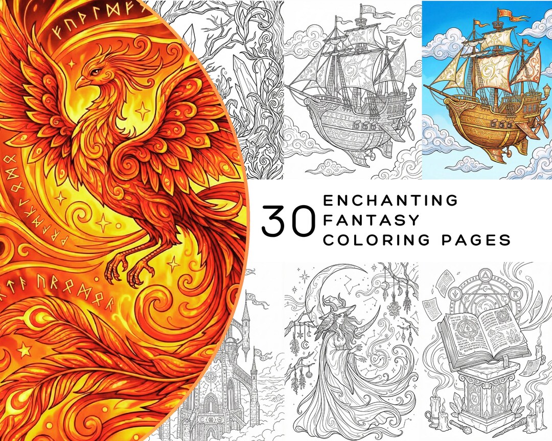 Fantasy Phoenix Coloring Pages: Magical Firebird Art for Relaxing Fun ...