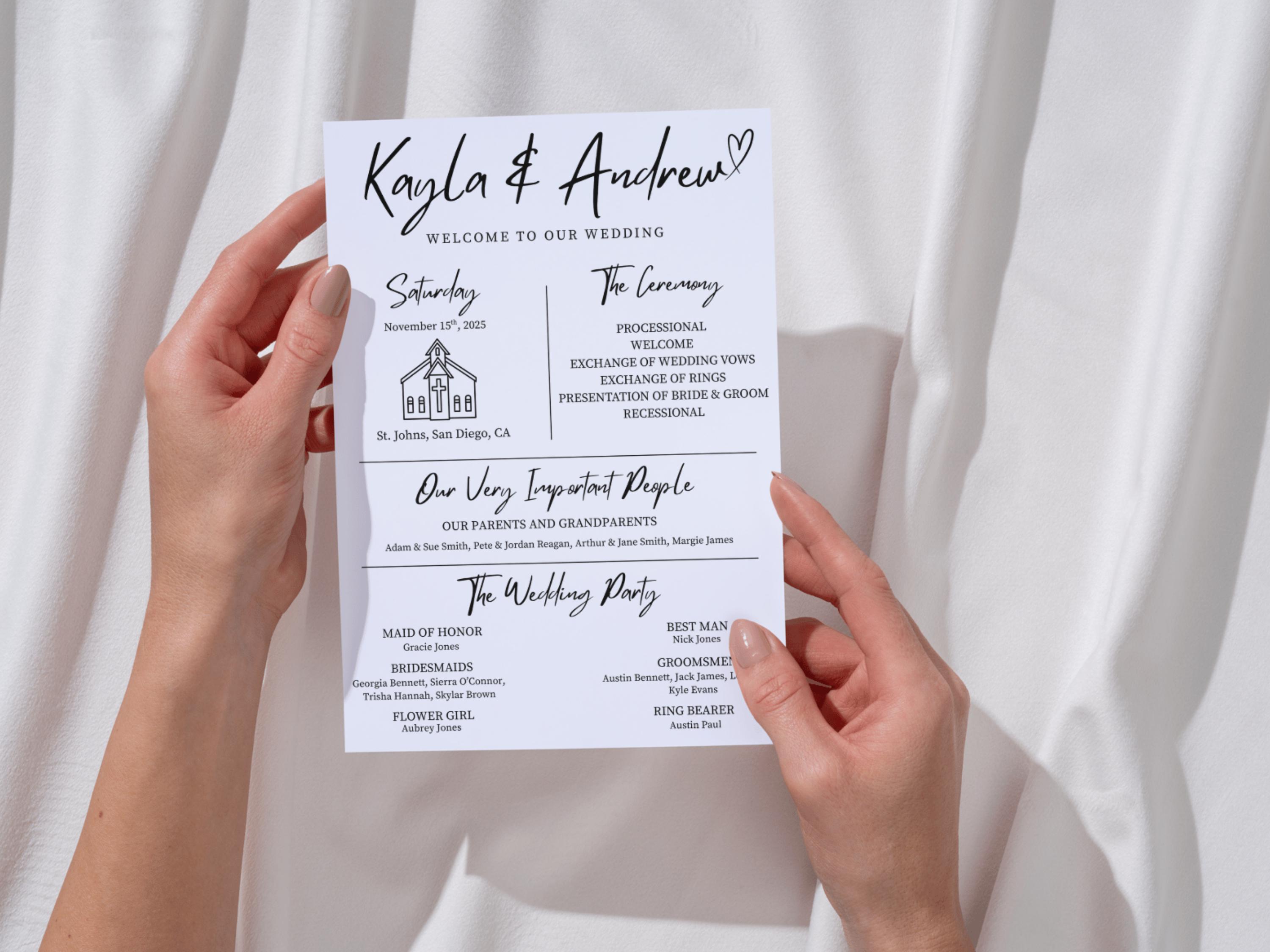 Infographic Wedding Program Template: Fun Facts, Timeline (canva ...