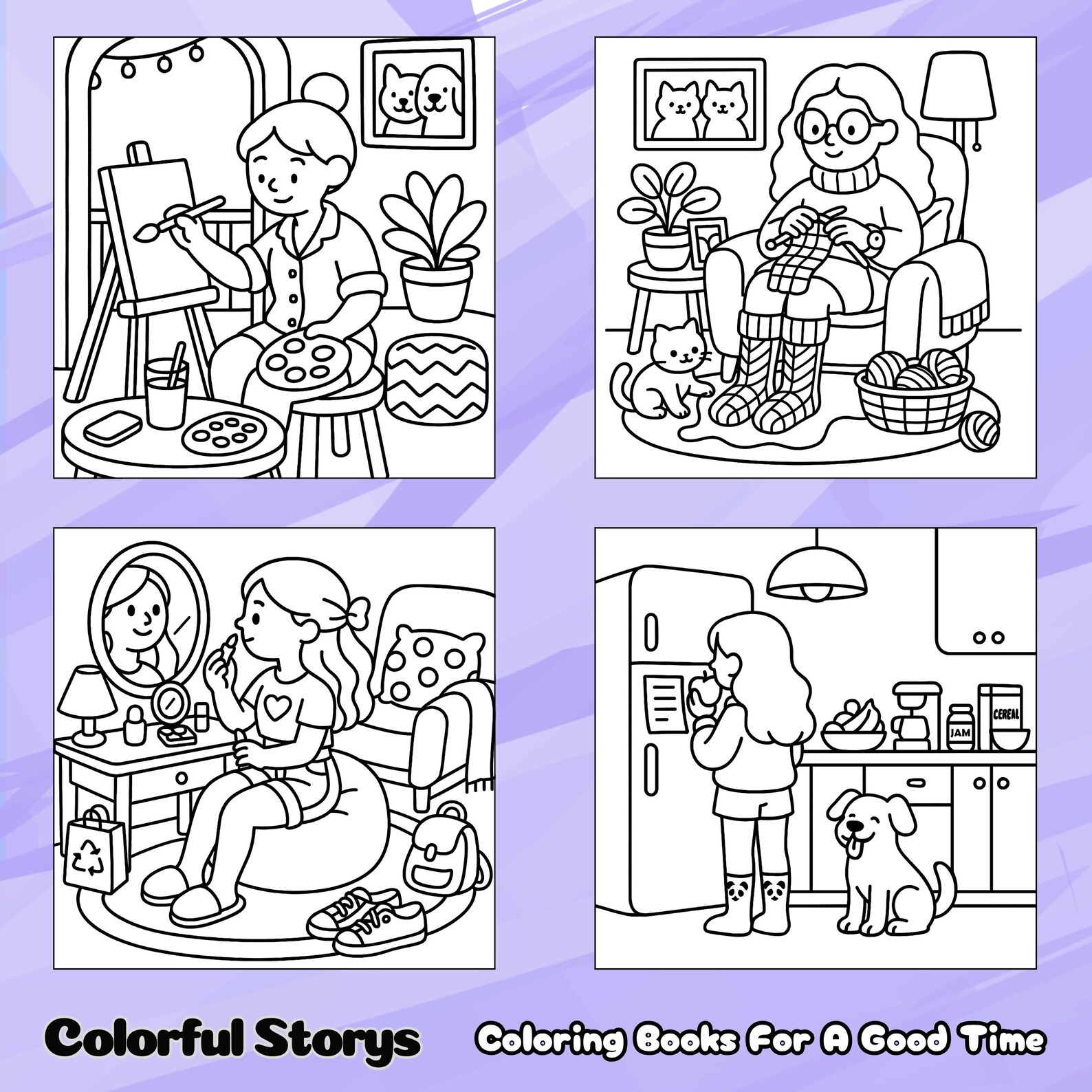 Cozy Girl Coloring Book: Bold & Easy Illustrations (PDF Download) - Etsy