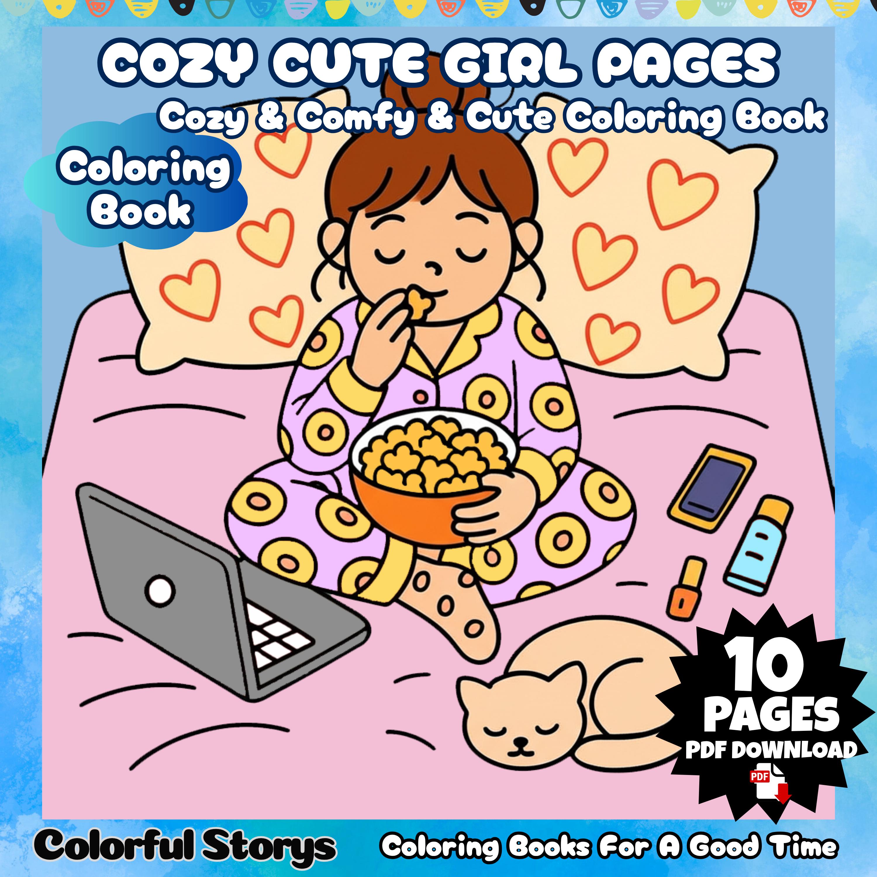 Cozy Girl Coloring Book: Bold & Easy Illustrations (PDF Download) - Etsy