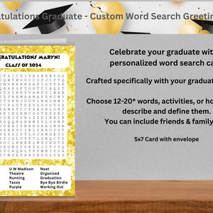 Graduation Card | Custom Personalized Word Search Graduation Card | 5x7 ...