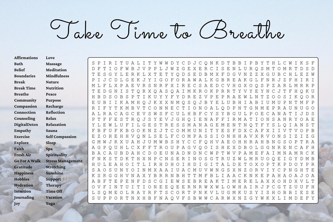 Breathe Word Search Poster: Office Stress Relief (digital Download) - Etsy