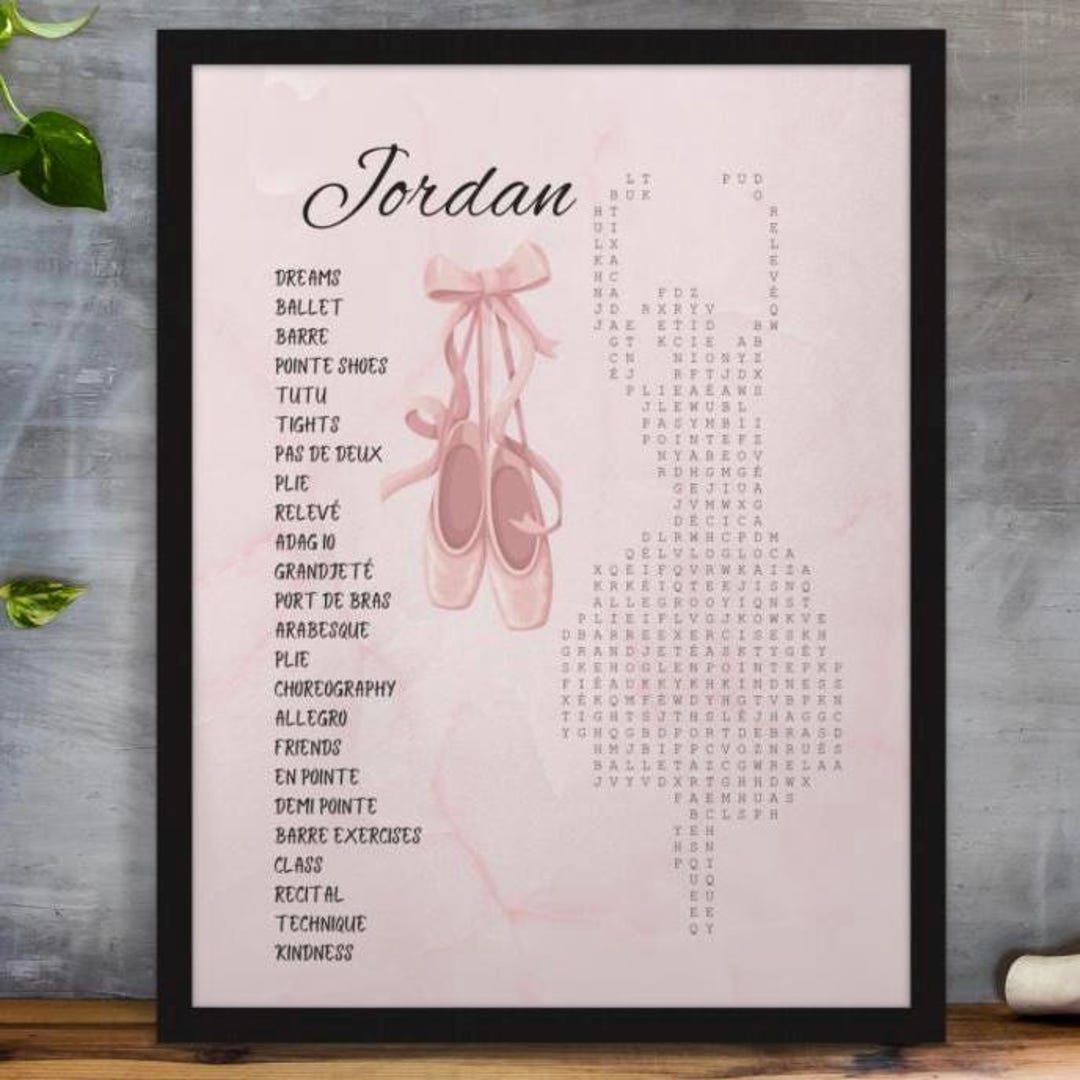 Personalized Ballerina Word Search Poster: Ballet Studio Decor (digital ...
