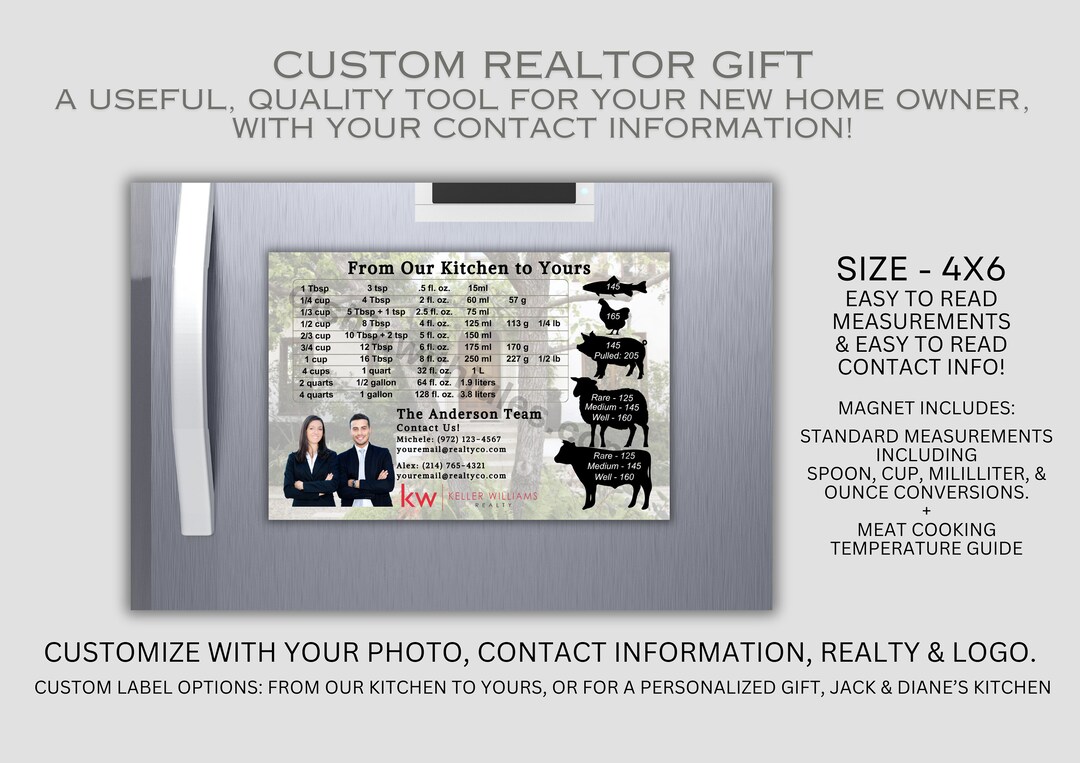 Custom Fridge Magnet W/ Your Contact Info/photo/logo Realtor Gift Thank ...