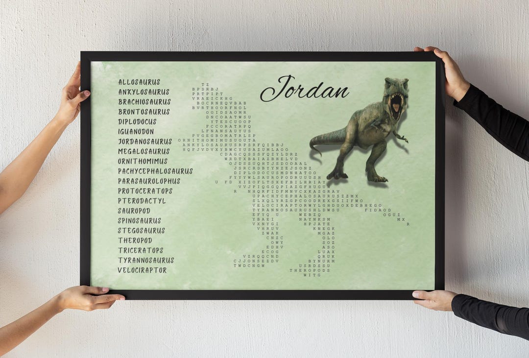 Personalized Dinosaur Word Search Poster – Kids Room Decor (20"x30") - Etsy