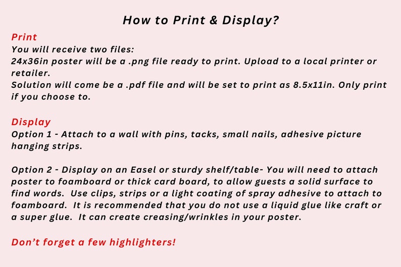 Custom Word Search Poster for Any Event 24x36in. Wedding Retirement ...