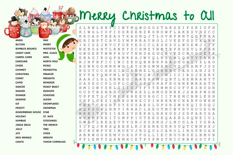 Christmas Word Search Poster: Giant Party Game (digital Download) - Etsy