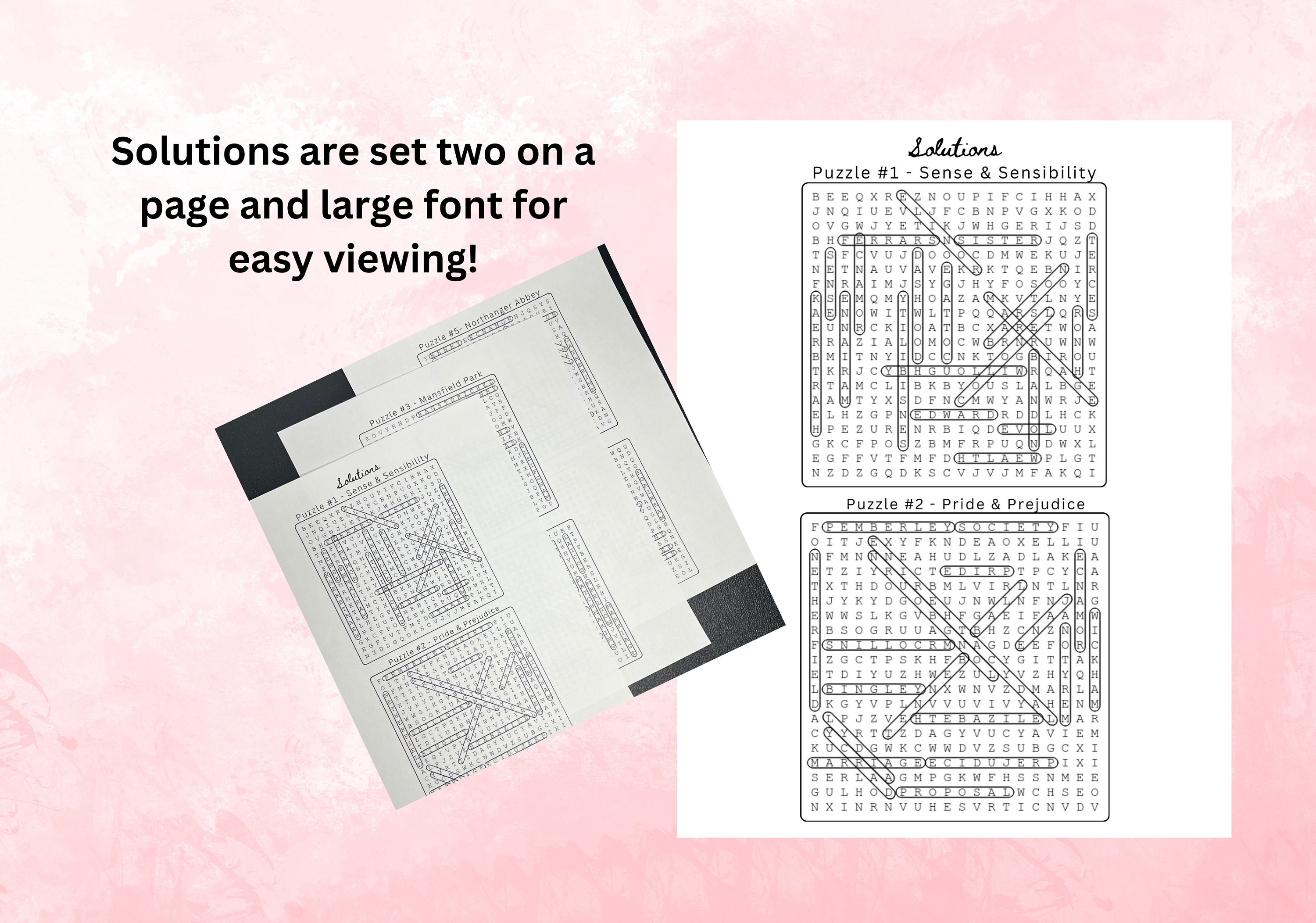 Jane Austen Word Search | 6 Puzzles of Austen’s Novels. Book Club, Lit ...