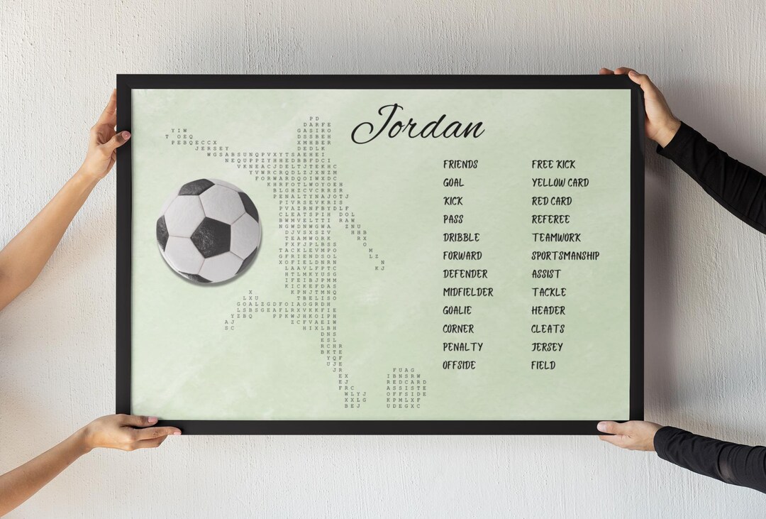 Personalized Athlete Word Search Poster - Baseball Football Soccer ...