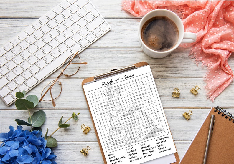Jane Austen Word Search | 6 Puzzles of Austen’s Novels. Book Club, Lit ...