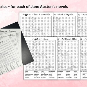 Jane Austen Word Search | 6 Puzzles of Austen’s Novels. Book Club, Lit ...