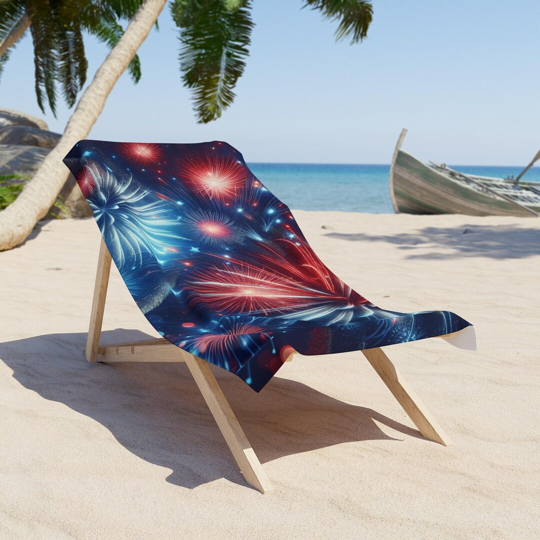 Fireworks Beach Towel - Vibrant Poolside Essential for Summer, 4th of ...