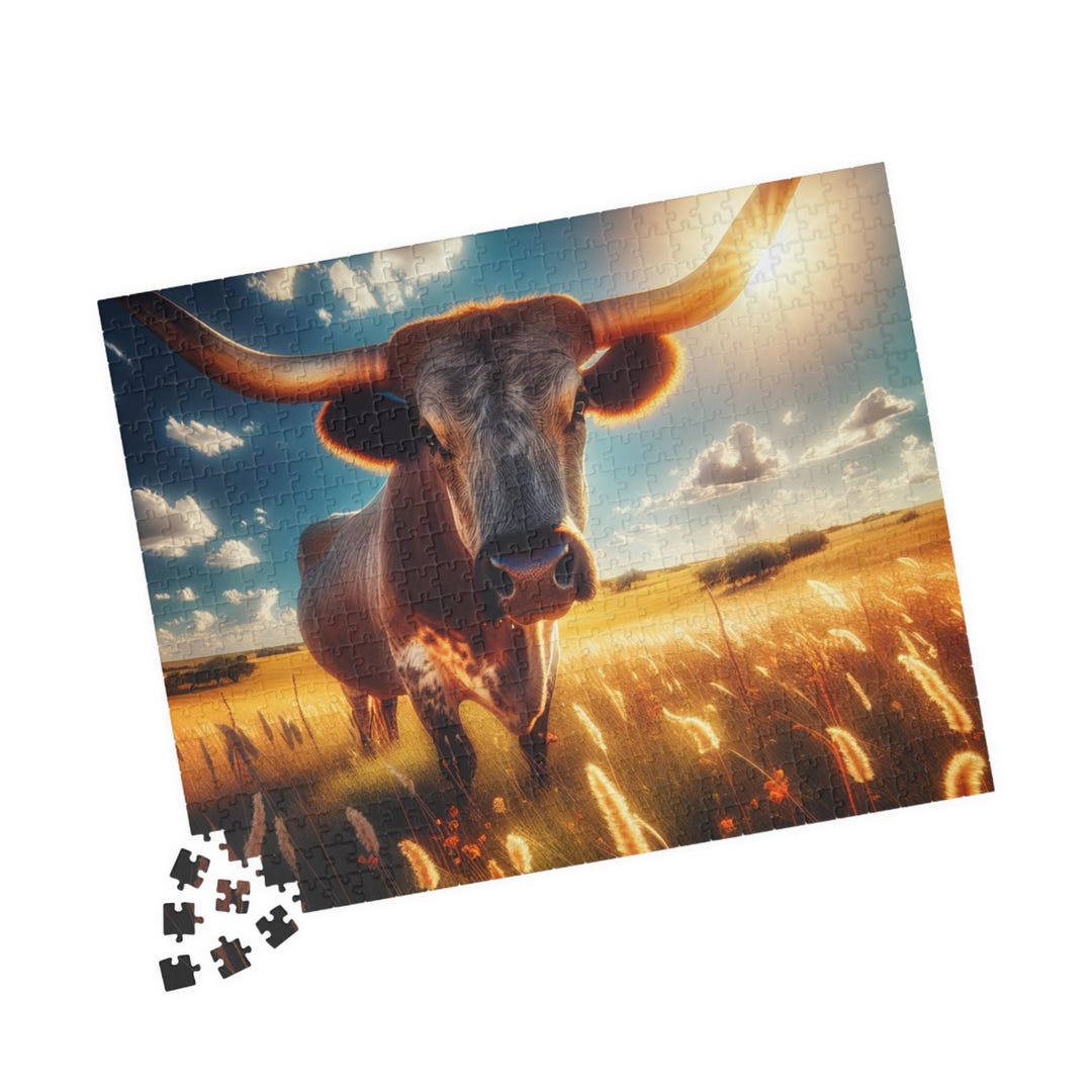 Longhorn Puzzle: Vibrant Colors, Family Game Night (520 or 1014 Pieces ...