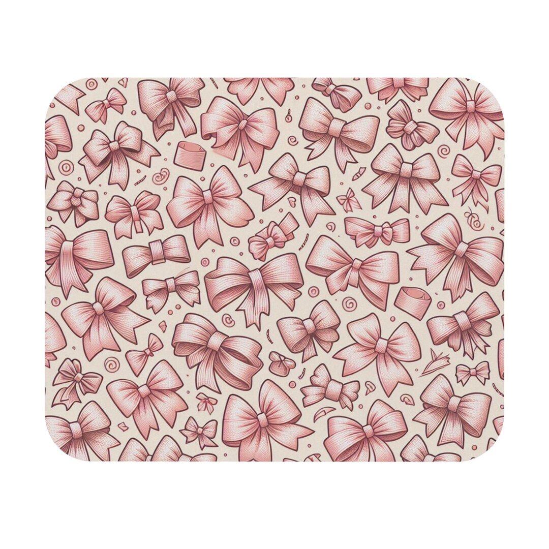 Chic Pink Bows Mouse Pad, Cute Desk Accessory, Perfect for Office ...