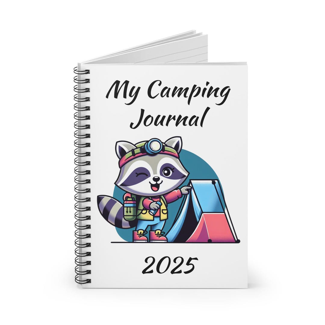 Camping Journal, Cute Raccoon Spiral Notebook, Adventure Planner ...