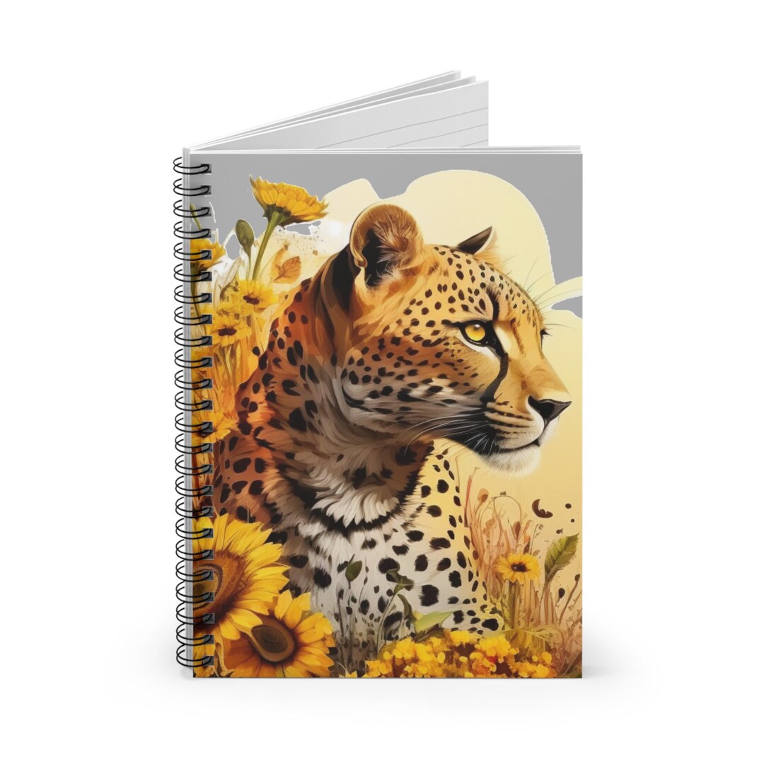 Wildlife Art Spiral Notebook, Cheetah Notebook, Nature Journal, Floral ...