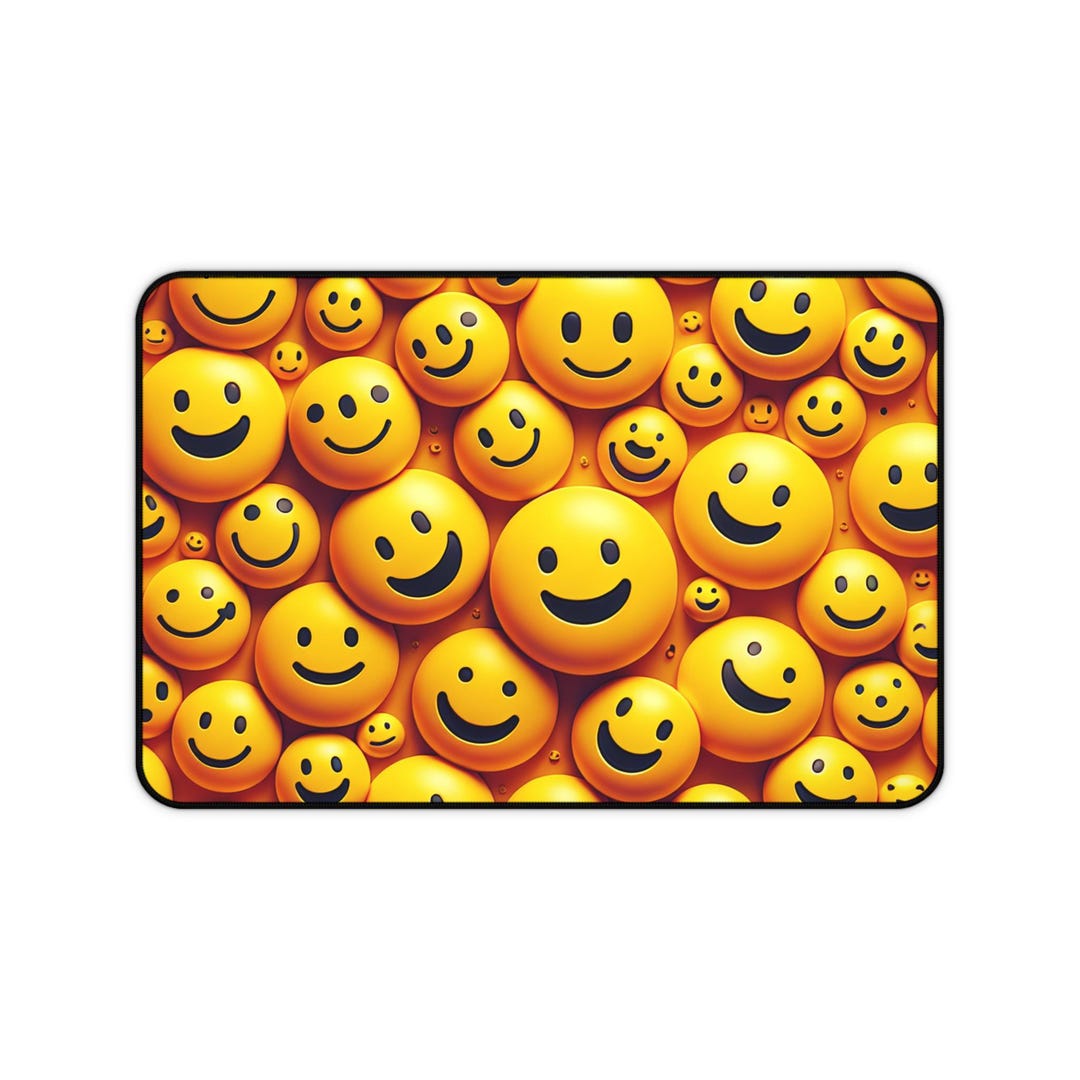 Cheerful Smiley Desk Mat - Happy Office Decor, Fun Workplace Accessory ...