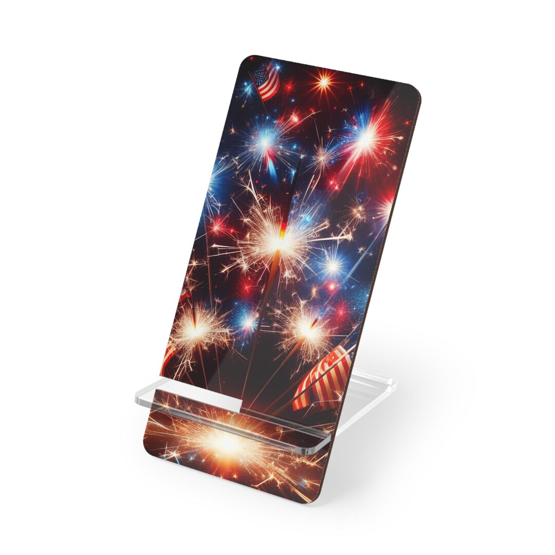 Smartphone Stand, Fireworks Design, Phone Holder, Tech Accessory, Gift ...