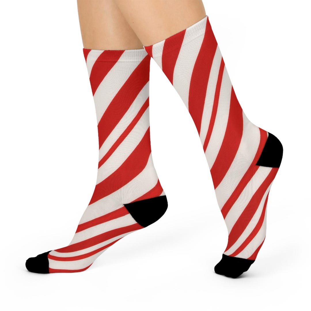 Candy Cane Crew Socks - Festive Holiday Socks - Etsy