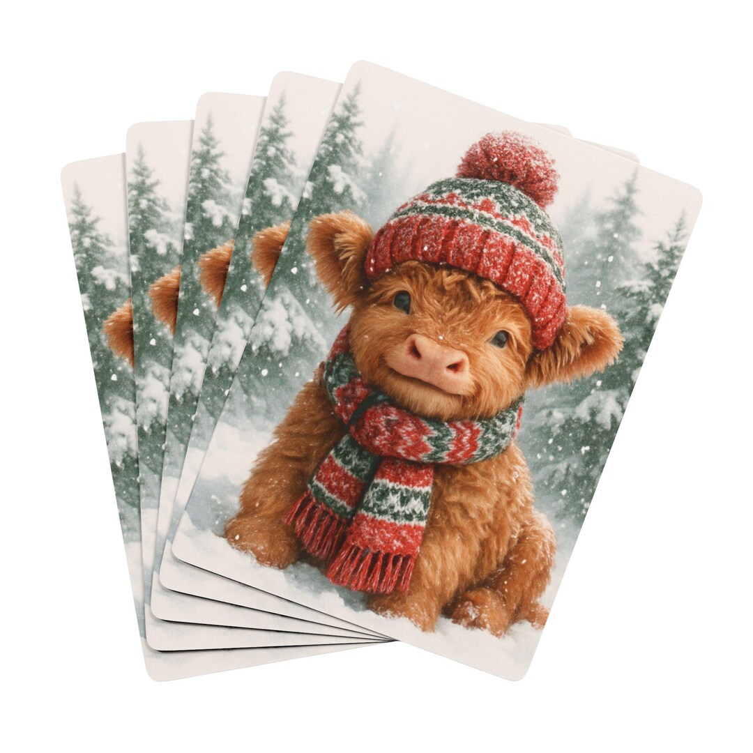 Highland Calf Winter Playing Cards, Christmas Poker Deck - Etsy