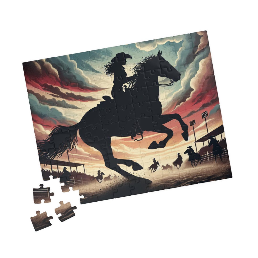 Western Horse Scene Puzzle, Cowboy Themed Jigsaw, Family Fun Activity ...