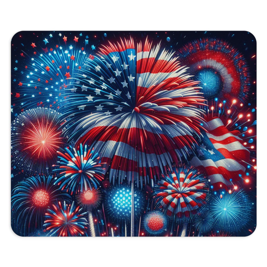 Patriotic Fireworks Mouse Pad, 4th of July, USA Desk Accessories ...