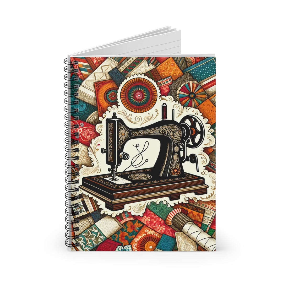 Vintage Sewing Machine Spiral Notebook, Creative Journal for ...