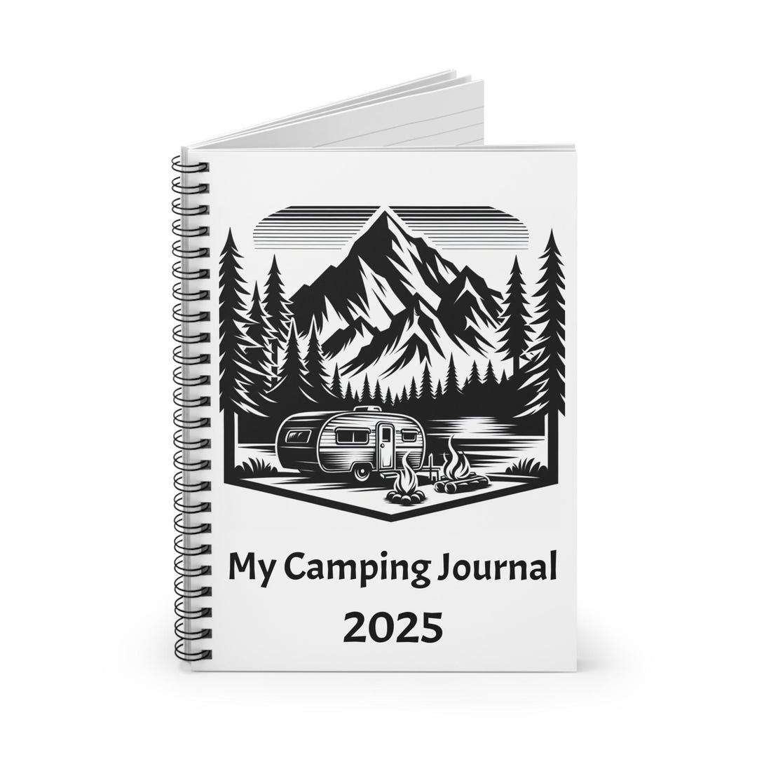Camping Spiral Notebook Ruled Line, Camping Journal, Mountains ...