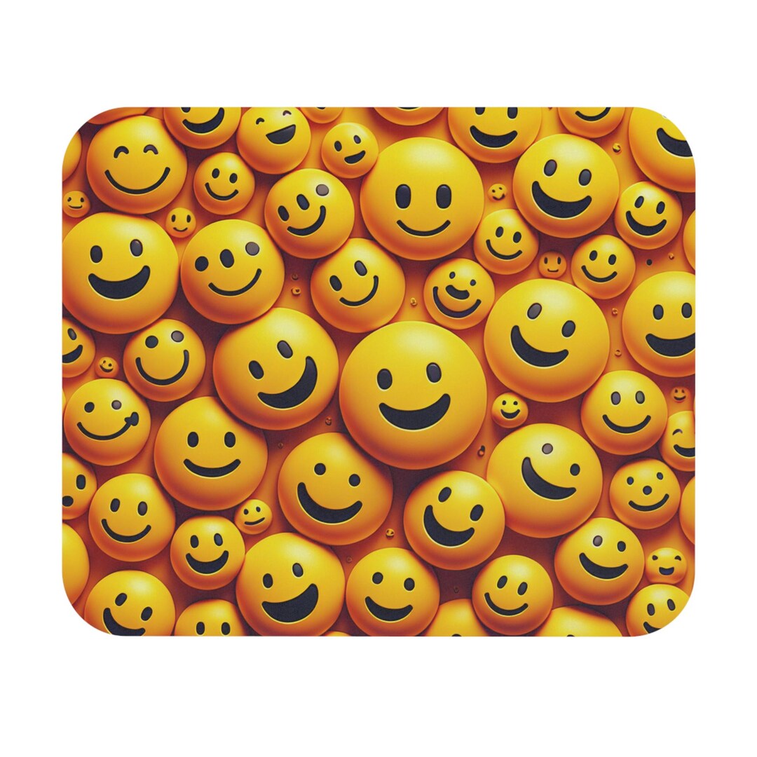 Cheerful Emoji Mouse Pad: Vibrant Desk Accessory - Etsy