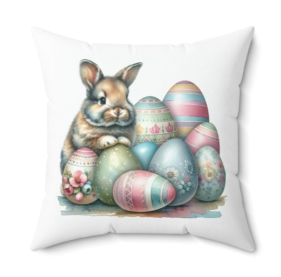 Easter Bunny Decorative Pillow, Spring Home Decor, Cute Rabbit Cushion ...