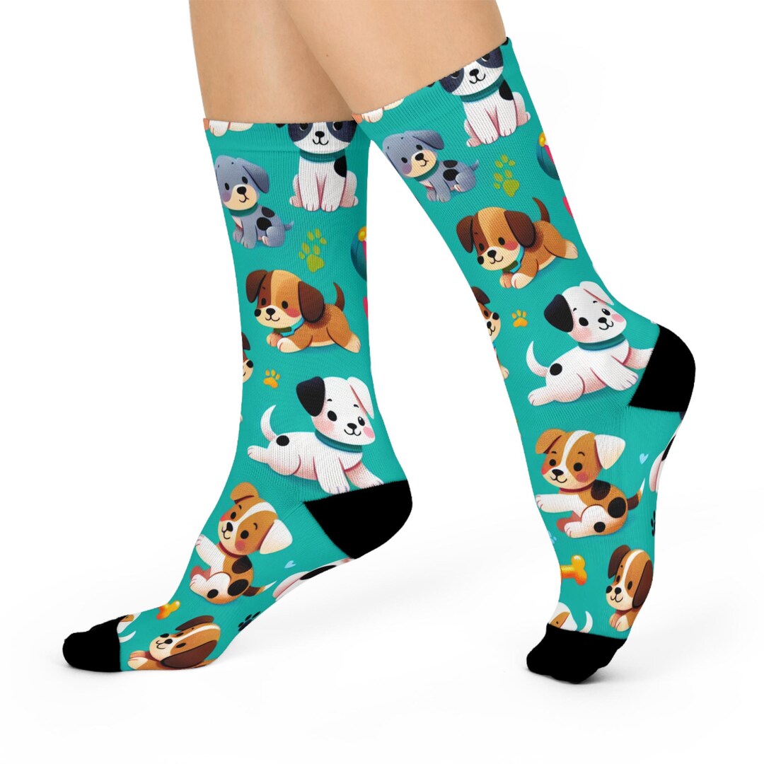 Adorable Dog-themed Cushioned Crew Socks, Fun Gift for Dog Lovers ...