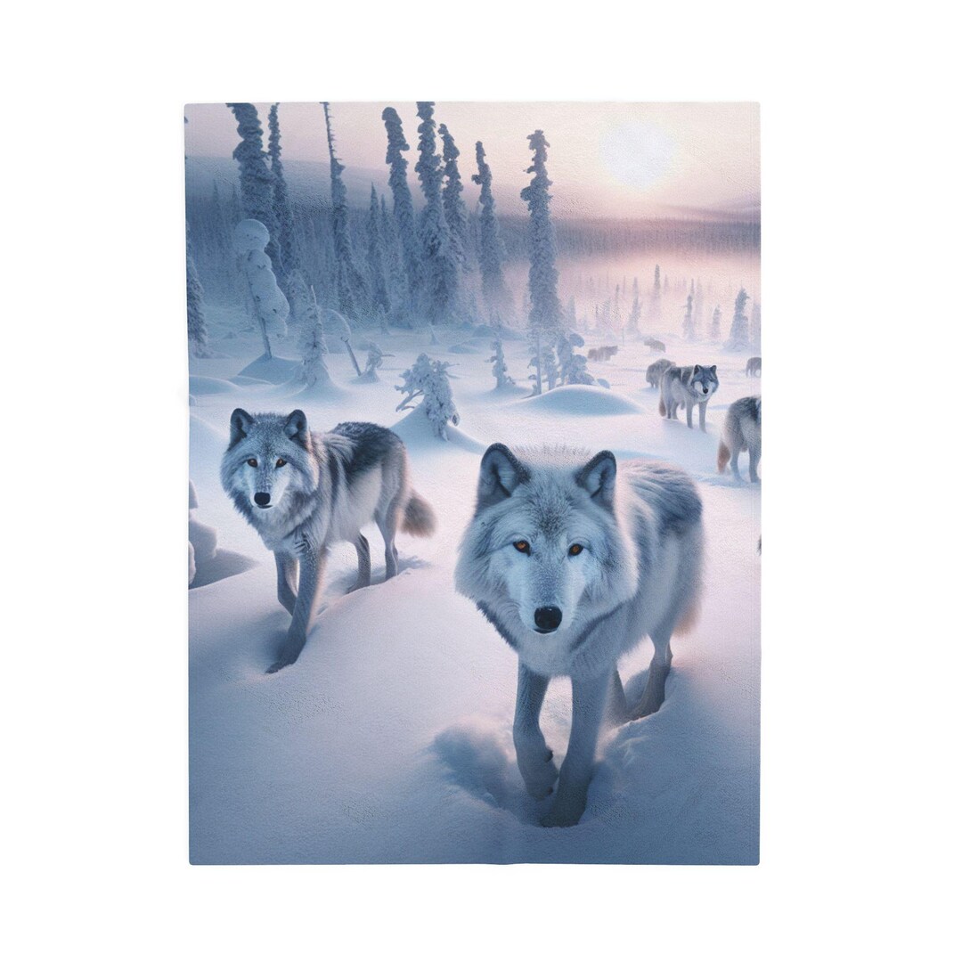 Cozy Wolf Design Velveteen Plush Blanket, Soft Throw, Animal Lover Gift ...
