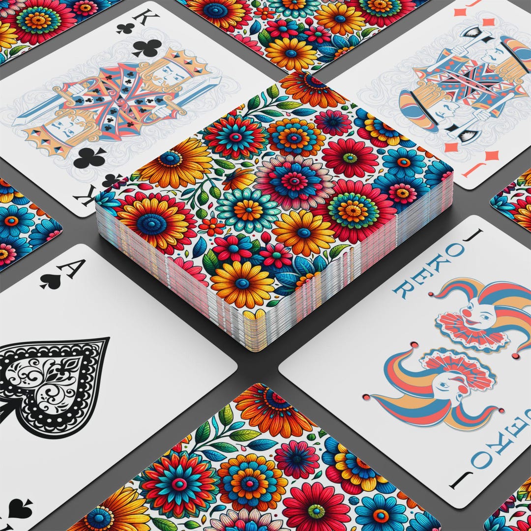 Floral Playing Cards Deck: Vibrant Poker Cards for Game Night - Etsy