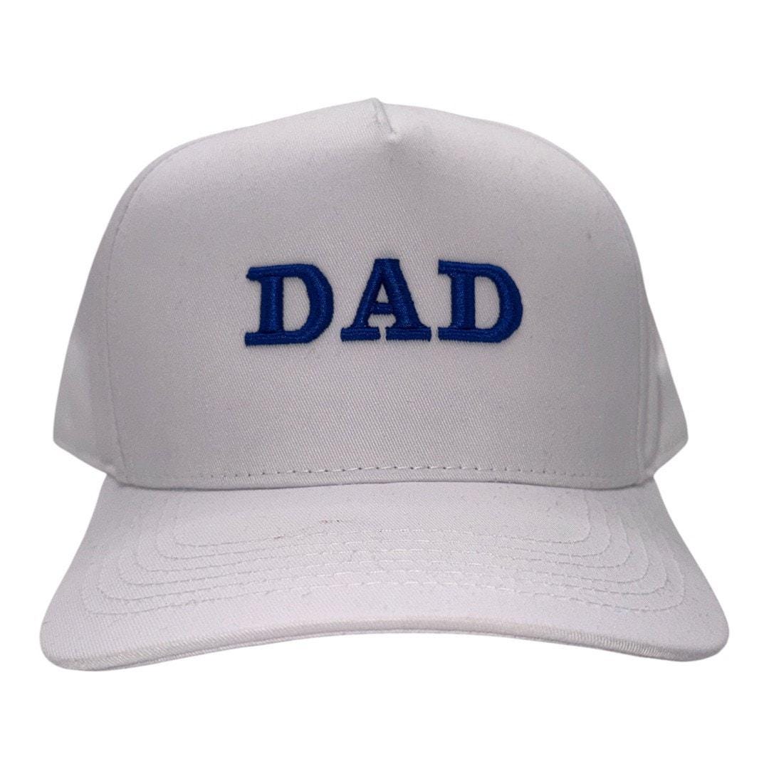 White “DAD” Embroidered Hat | Classic Snapback Cap | Mad Capper - Etsy
