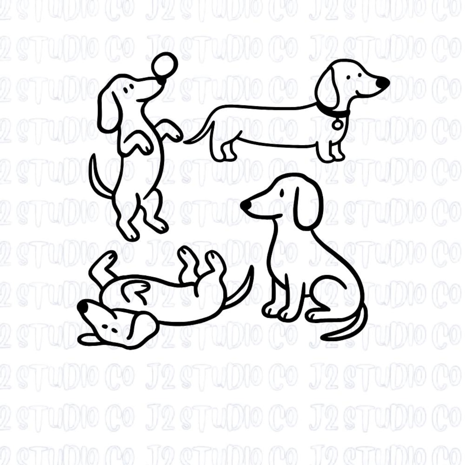 Dachshund SVG Bundle: Doodle Wiener Dog Clipart (transparent SVG) - Etsy