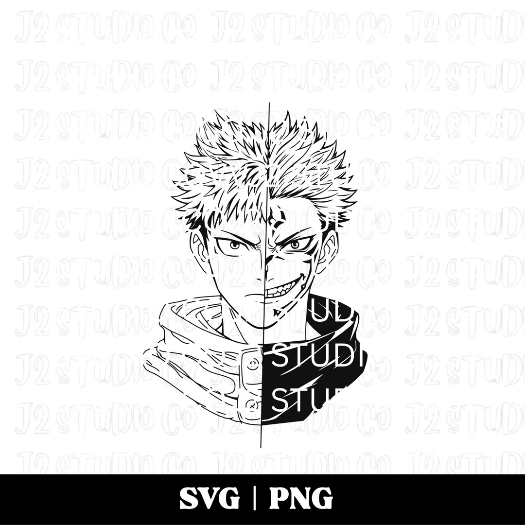 Jujutsu Kaisen SVG and PNG, Half Face Yuji Itadori and Sukuna - Etsy