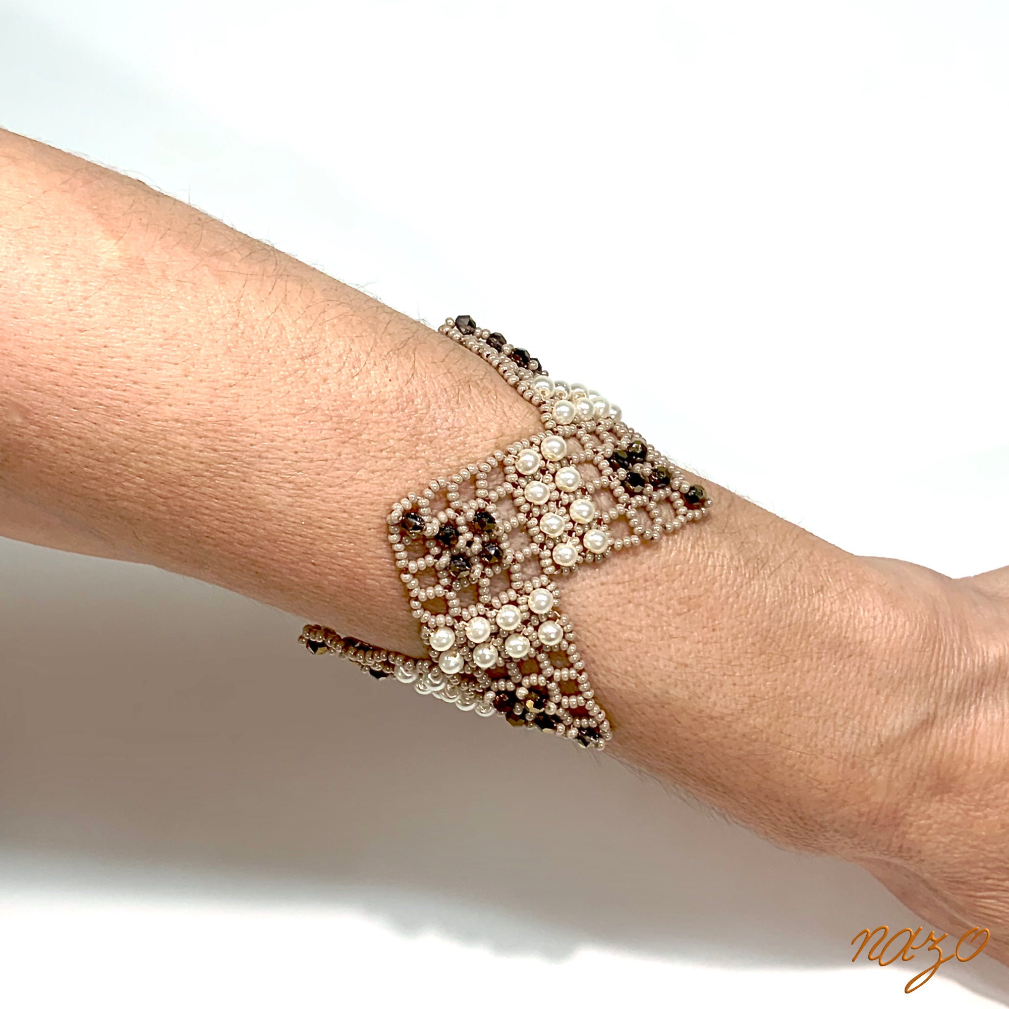Spanish Lace Bracelet - Lace Bracelet - Beige Bracelet - Beadwoven Cuff ...