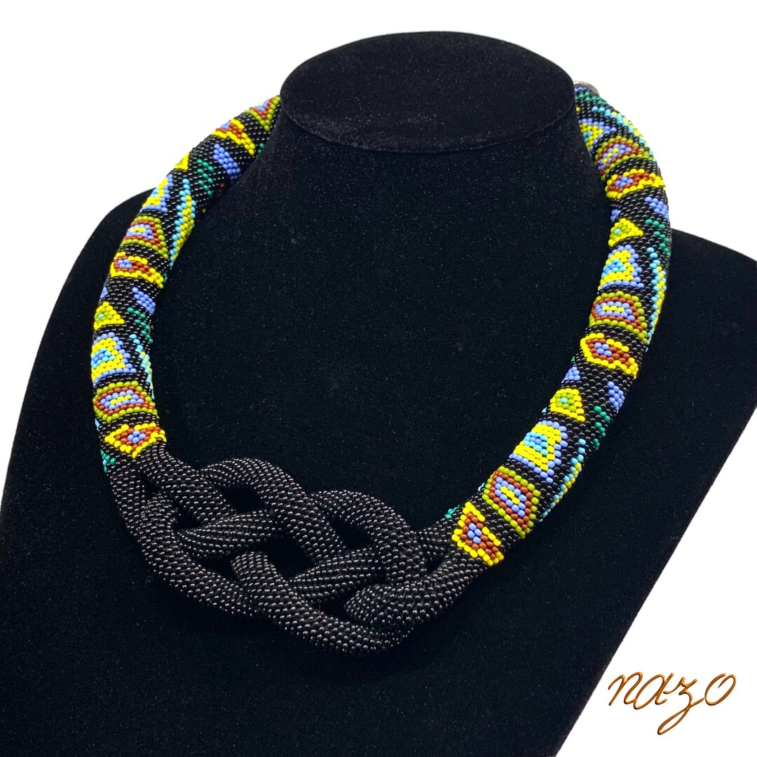 Josephine's Knot Bead Crochet Rope Necklace Bead Choker Knotted Crochet ...