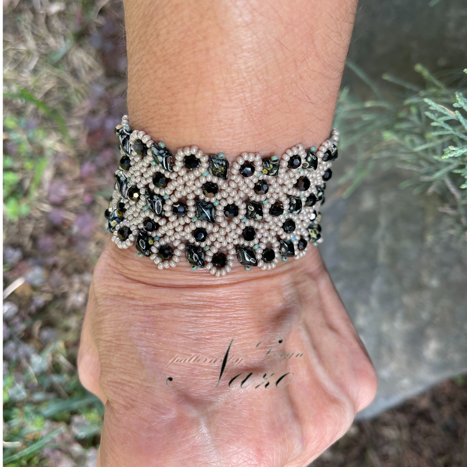 Modern Beaded Lace,spanish Bracelet a Lattice With Gemduo Beads and ...
