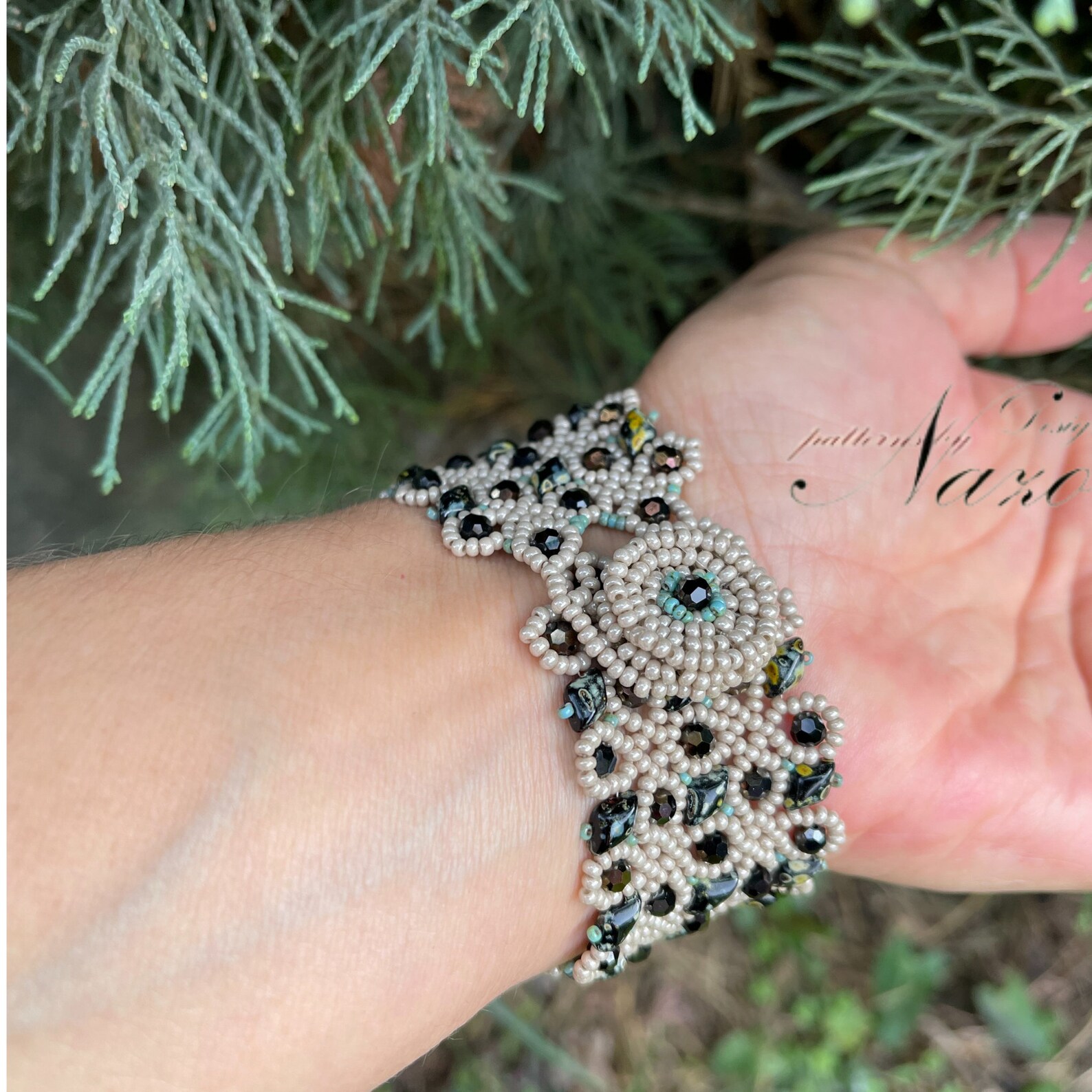 Modern Beaded Lace,spanish Bracelet a Lattice With Gemduo Beads and ...
