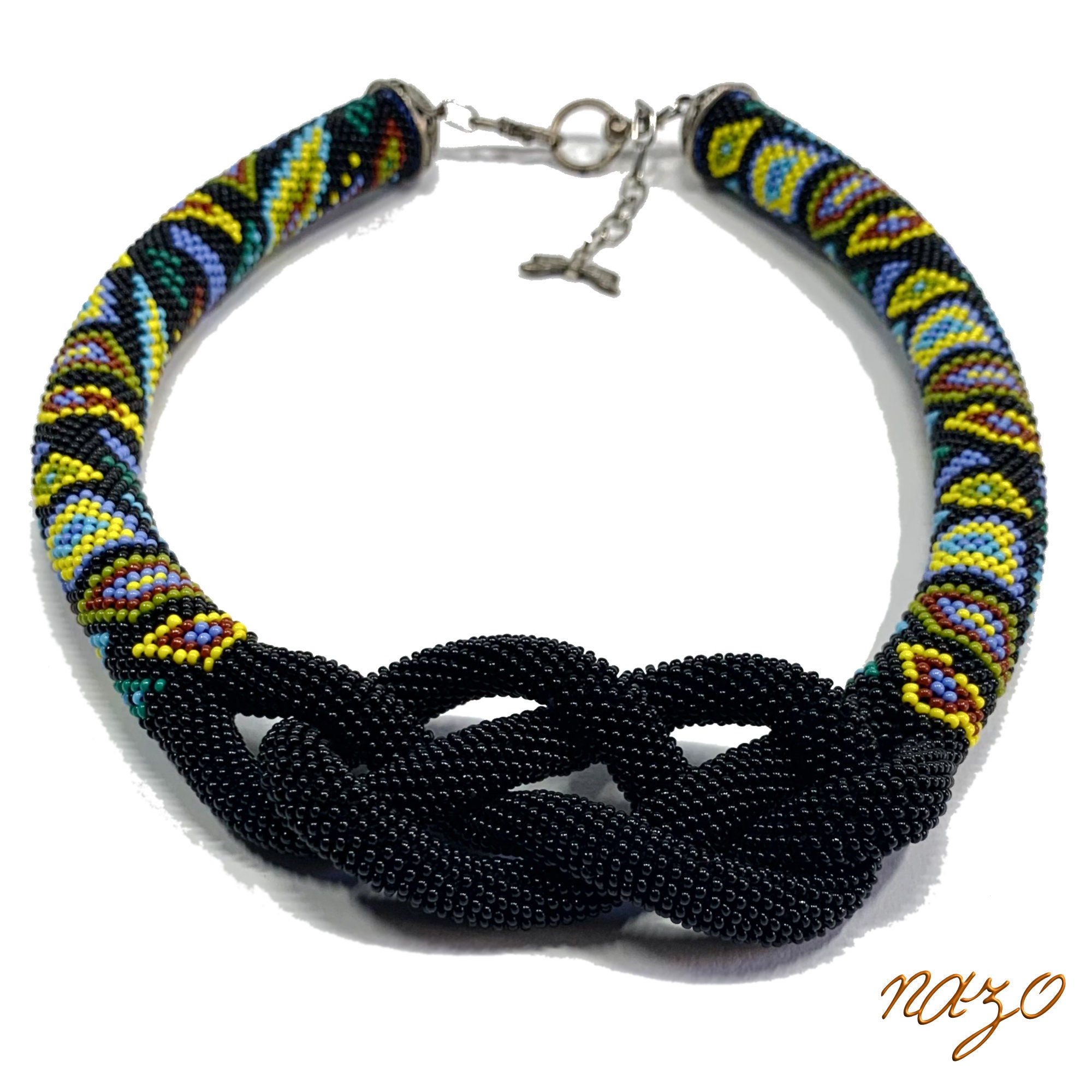 Josephine's Knot Bead Crochet Rope Necklace Bead Choker Knotted Crochet ...