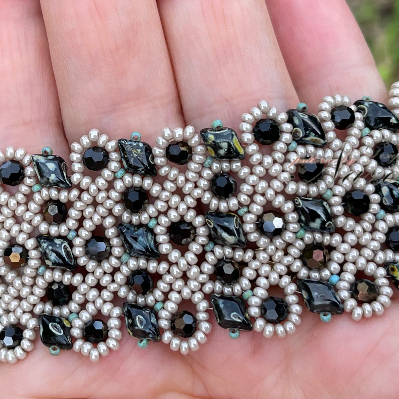 Modern Beaded Lace,spanish Bracelet a Lattice With Gemduo Beads and ...