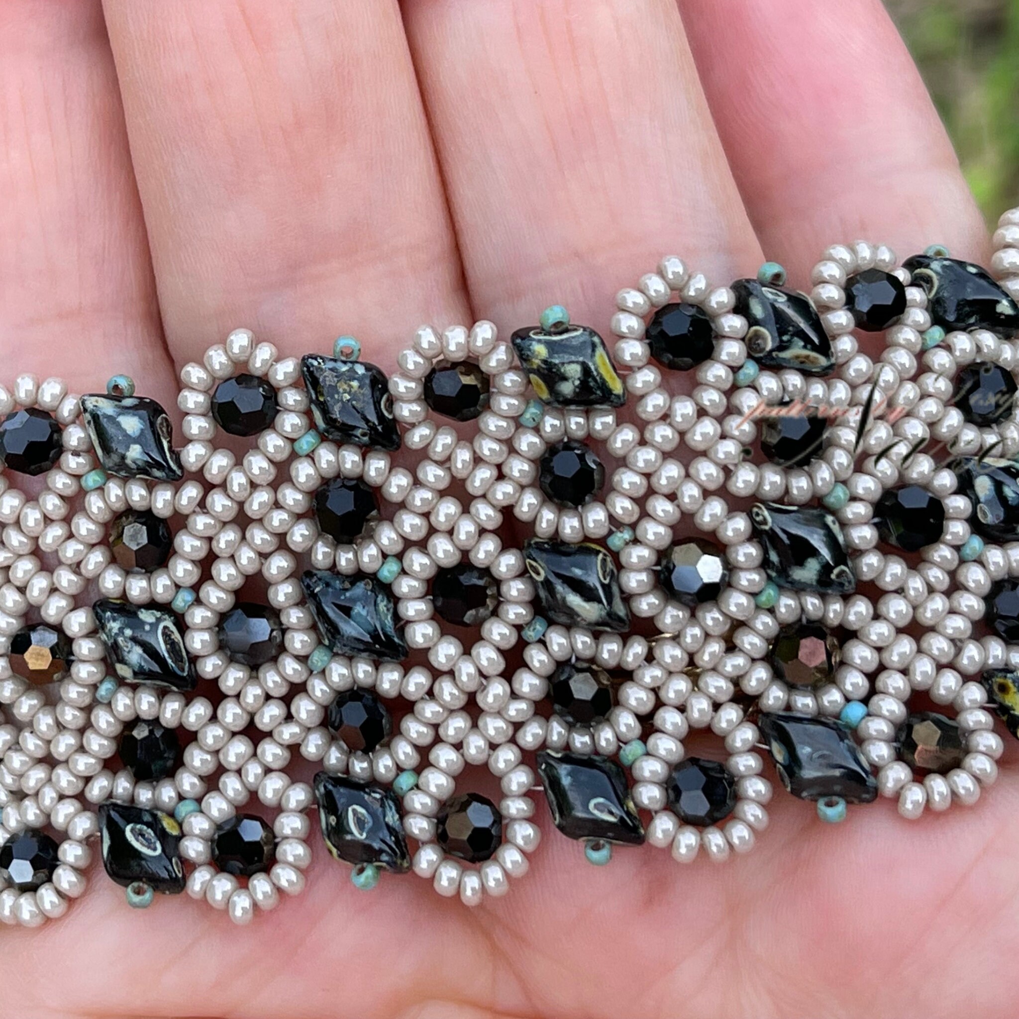 Modern Beaded Lace,spanish Bracelet a Lattice With Gemduo Beads and ...