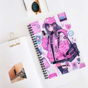 Kawaii Anime Girl Notebook: Pink Vaporwave Spiral Journal - Etsy