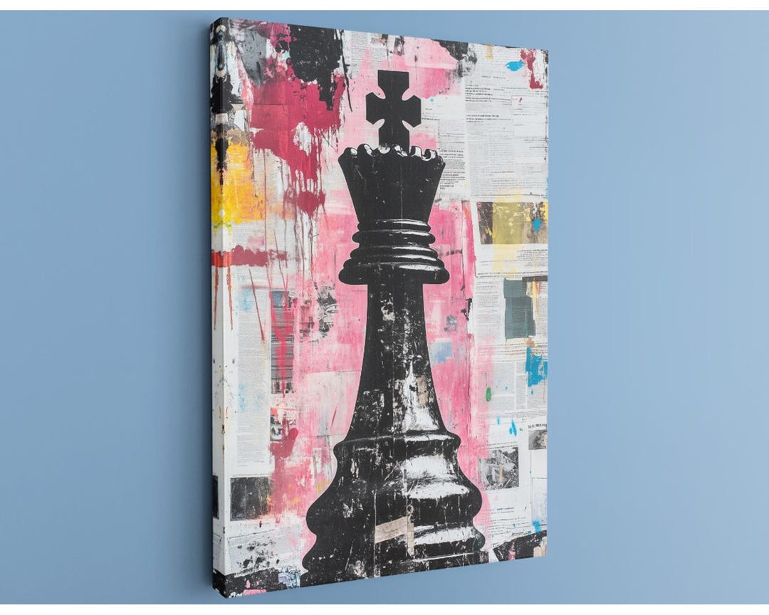 Graffiti Chess King Canvas - Urban Street Art Print - Modern Strategy ...