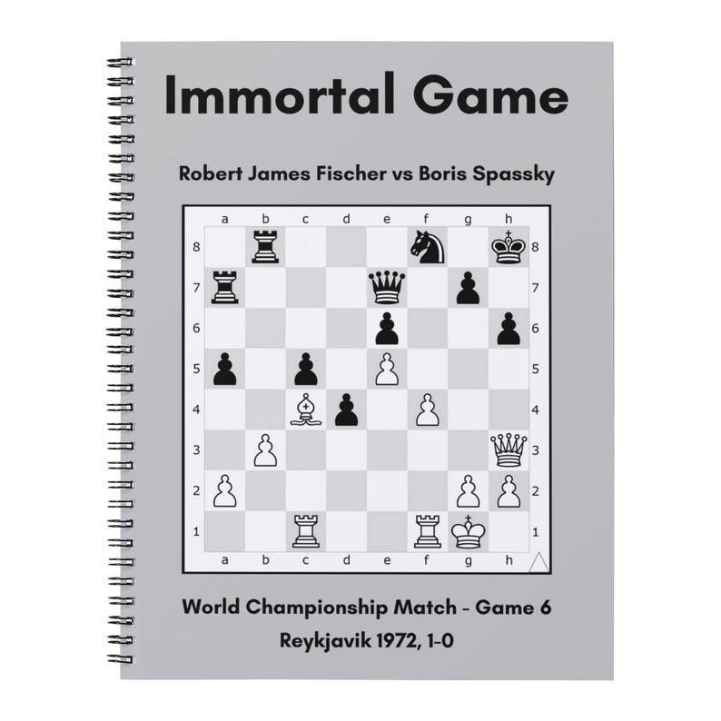 Chess Notebook, Bobby Fischer Game, Front & Back Cover, Digital ...
