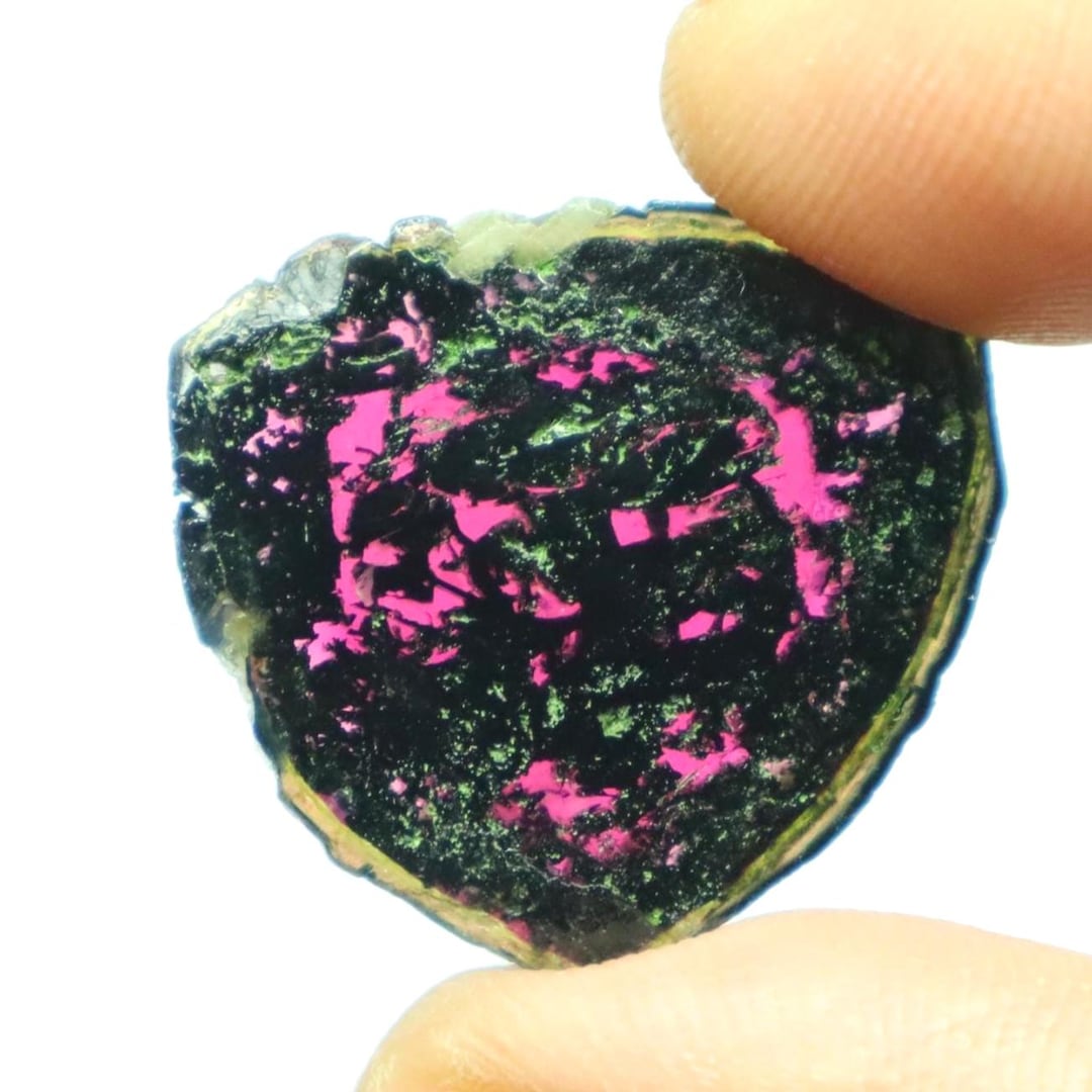 Natural Watermelon Tourmaline Slice Pair – Polishing Freeform Gemstone ...