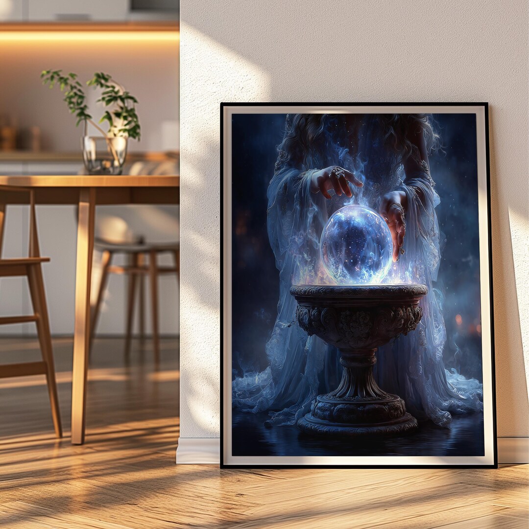 Mystical Crystal Ball Poster, Dark Fantasy Wall Art, Witch Decor Print ...