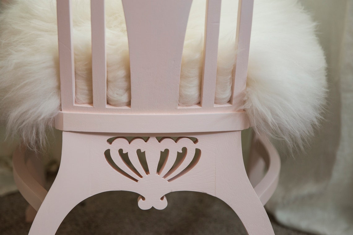 Pink Vintage Chair With Sheepskin-sold - Etsy