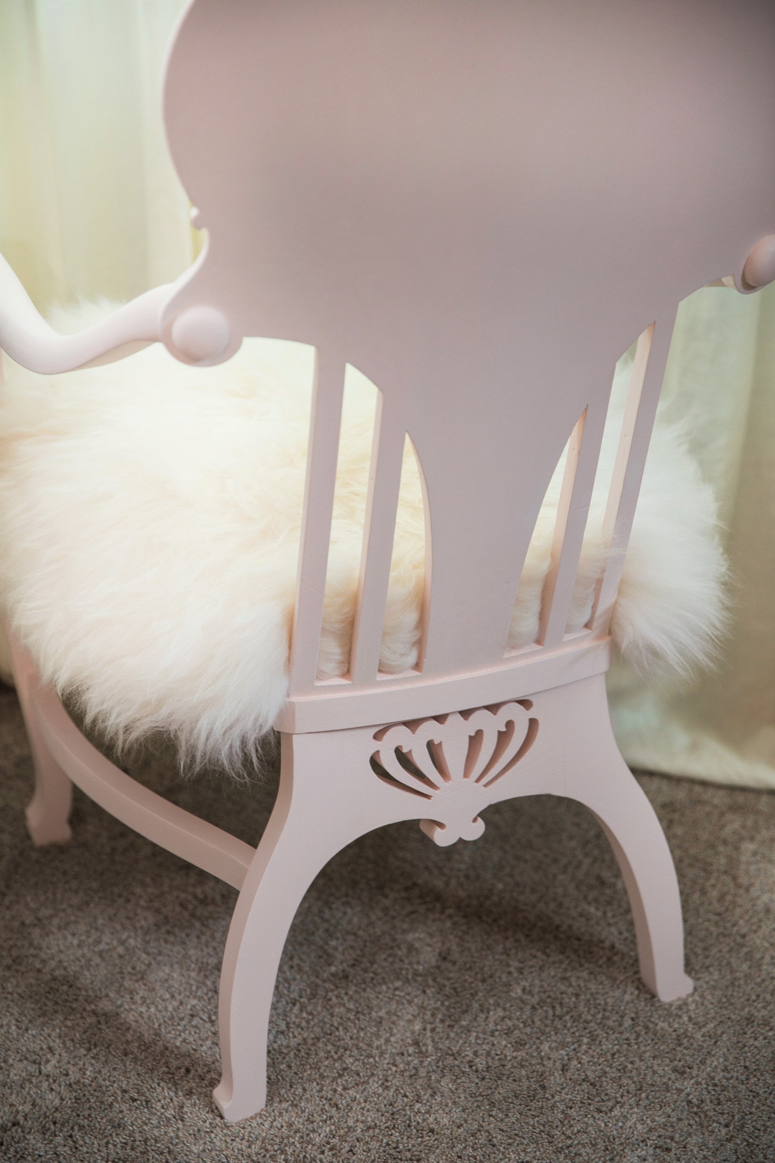 Pink Vintage Chair With Sheepskin-sold-please Request Your Custom ...